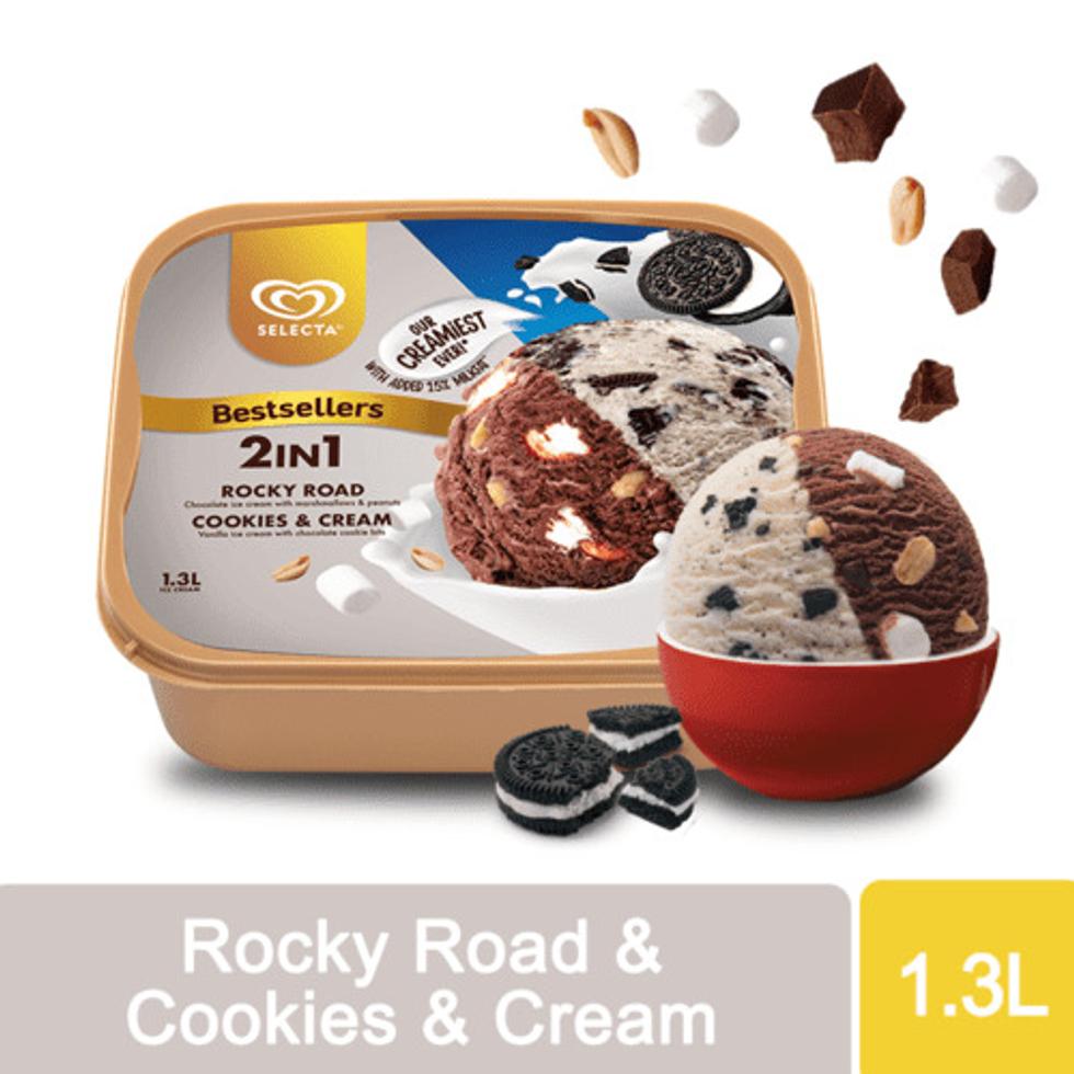 Selecta Ice Cream 2In1 Cookies And Cream And Rocky Road 1.3L — Primo Mart