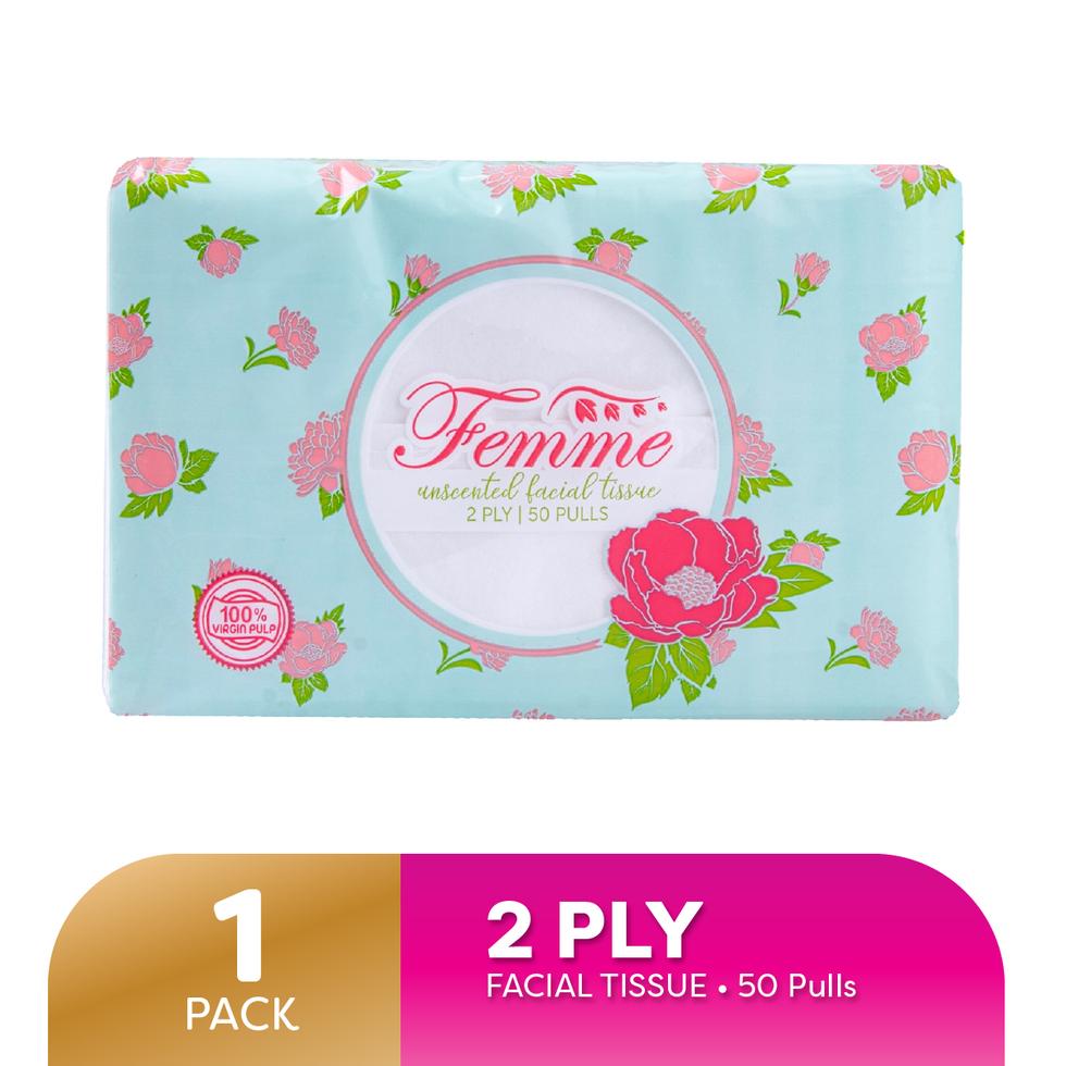 FEMME FACIAL TISSUE TRAVEL BIG 2-PLY 50S — Primo Mart