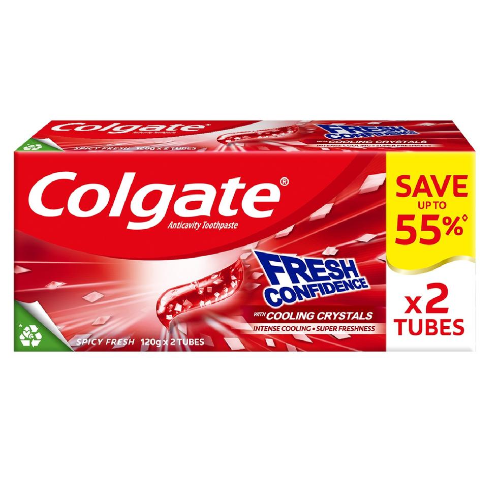Colgate Toothpaste Cooling Crystals Spicy Fresh 2x120g — Primo Mart